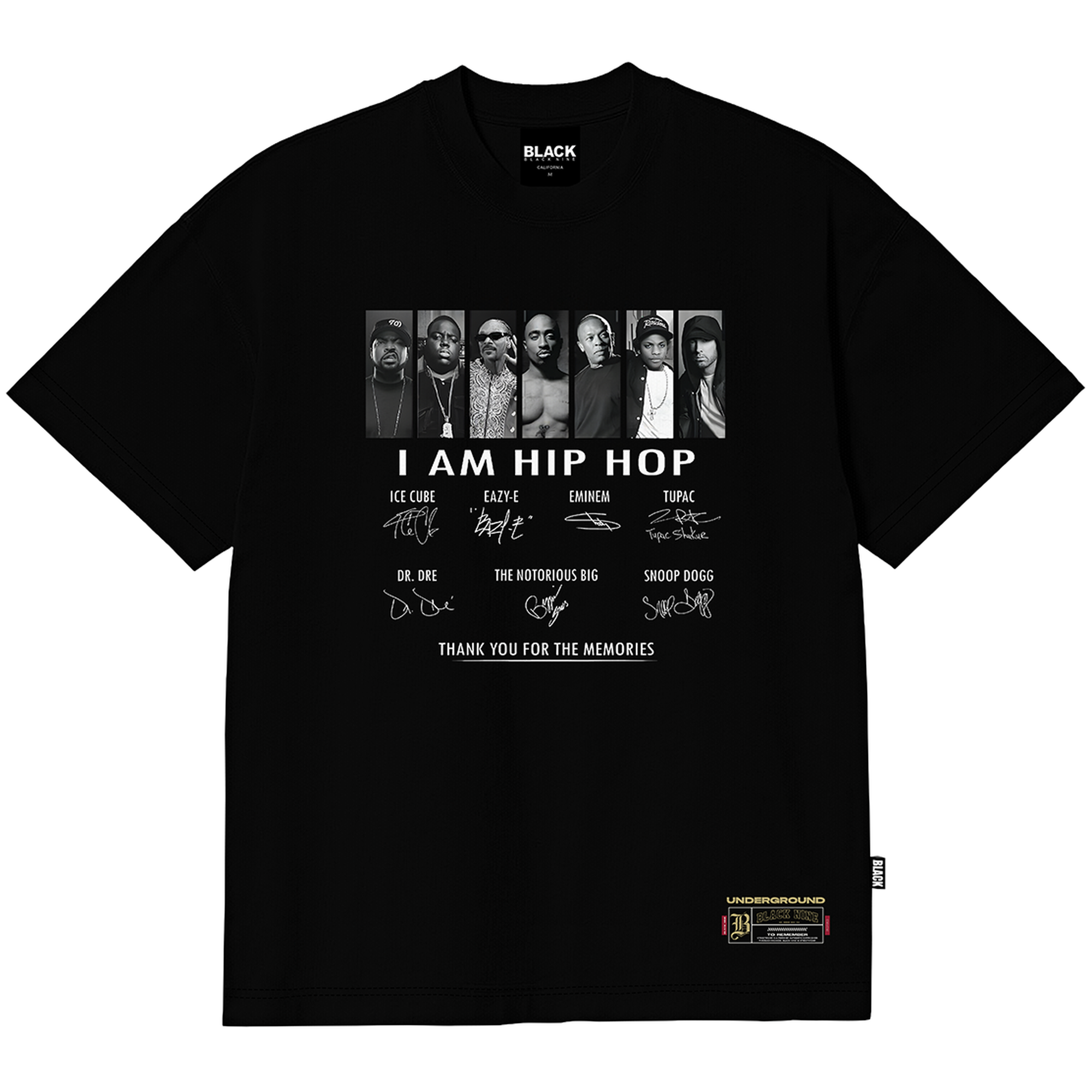 Camiseta Black Nine Hip Hop Memories Rappers - Preta - B91235